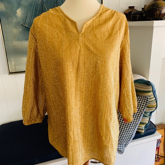 Vintage | Tops | Vintage Gold Metallic Tunic | Poshmark